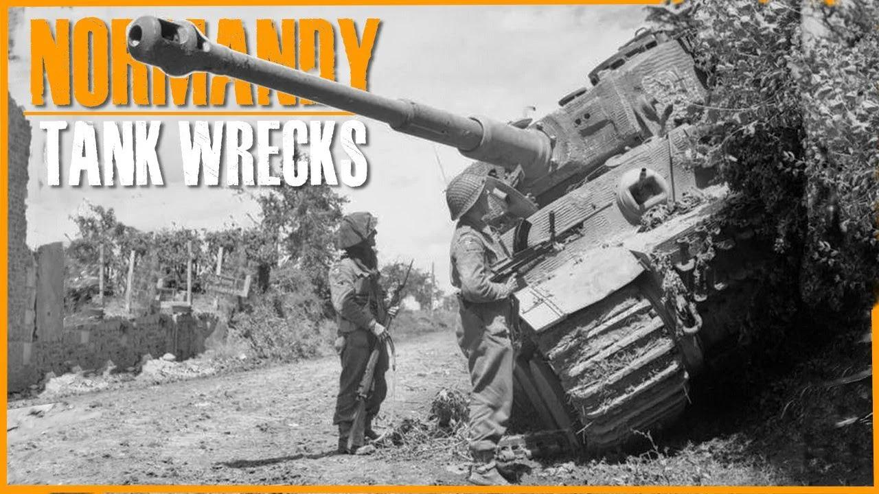 #9 D-Day Normandy wrecked German and Allied tanks and vehicles footage.