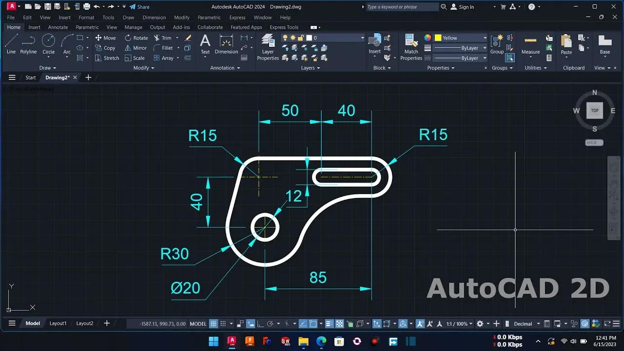 Ex 8 || autocad 2D || chapter 1
