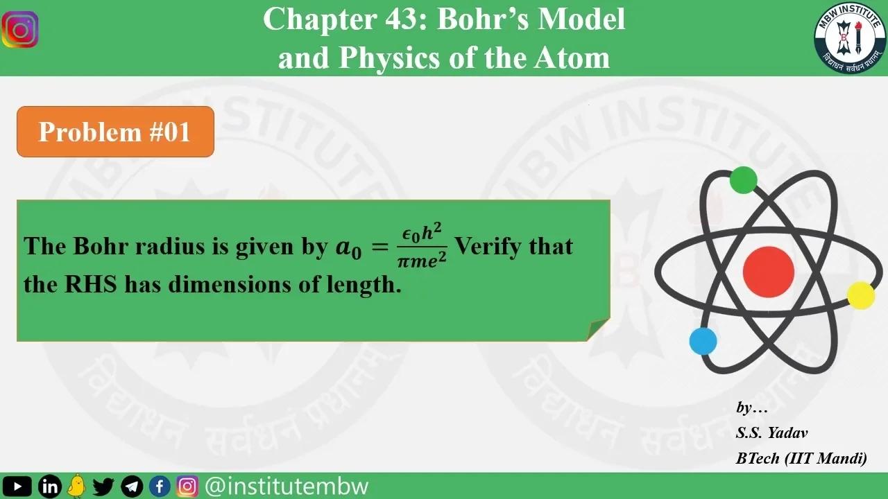 Problem 01 | Chapter 43 | Bohr's Model and Physics of the Atom