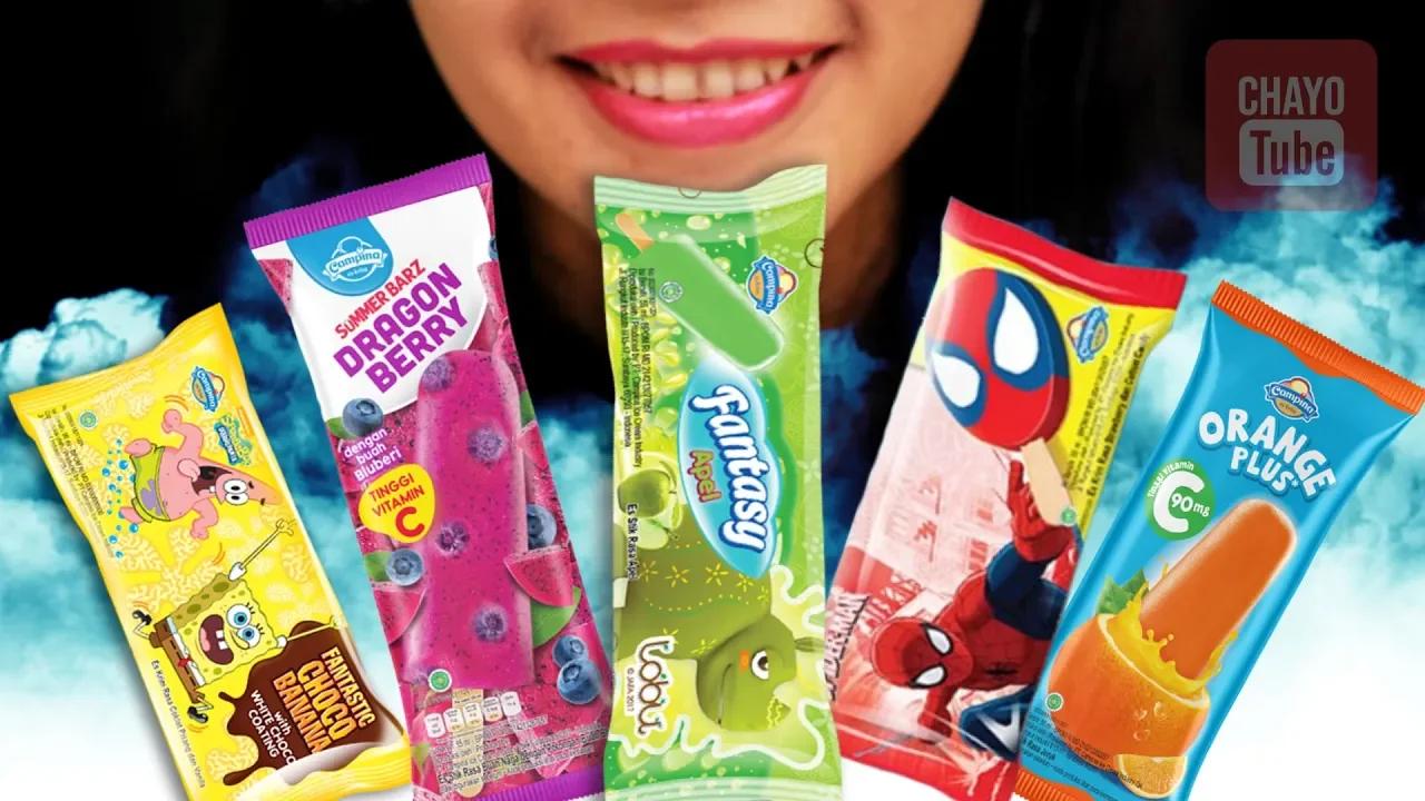 ASMR ES KRIM CAMPINA KARAKTER DAN BUAH | SPONGEBOB, SPIDERMAN, ORANGE PLUS, FANTASY, DRAGON BERRY