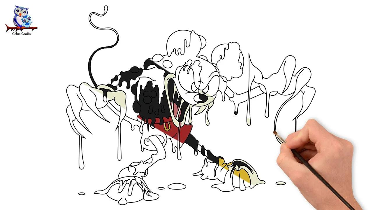 How to Draw Dark Mickey Mouse - Step by Step