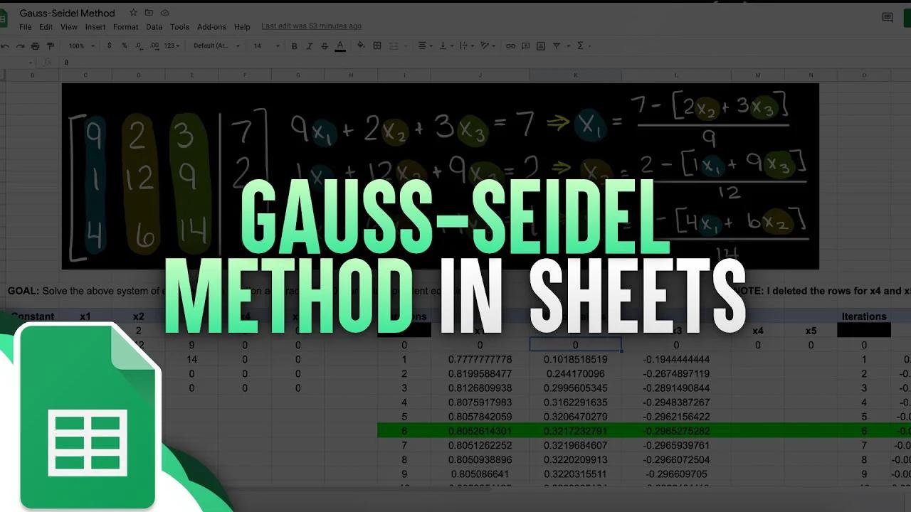 Gauss-Seidel Method In Google Sheets