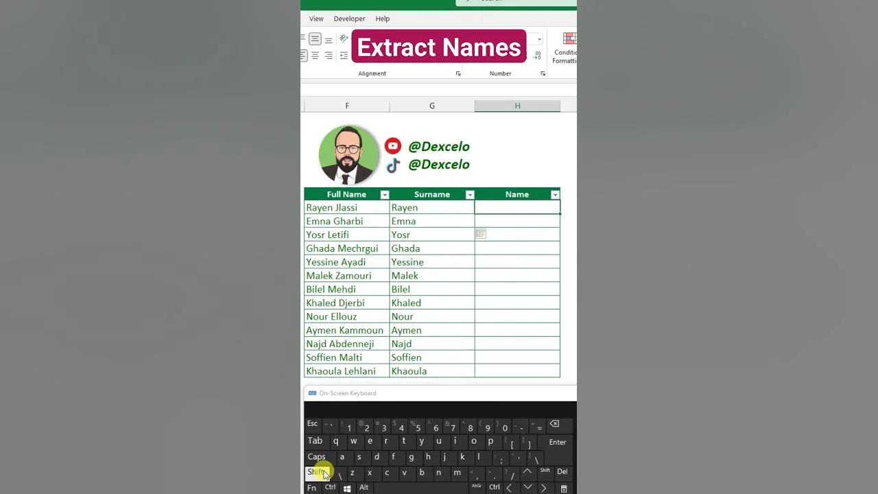 Extract Names In Excel Microsoftexcel Excelsolutions Office Excel Learnexcel Exceldata