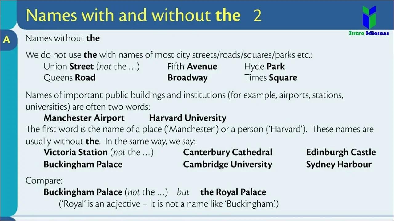 077 - 078 - ENGLISH GRAMMAR IN USE - Names with and without THE - Units ...
