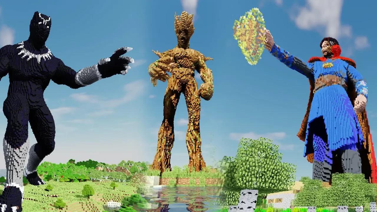 Minecraft Black Panther, Doctor Strange and Groot Build Schematics