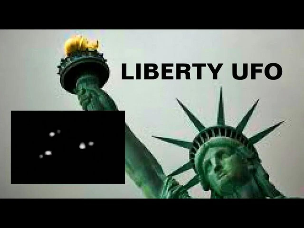 Huge Rotating Object Passes by the Statue of Liberty