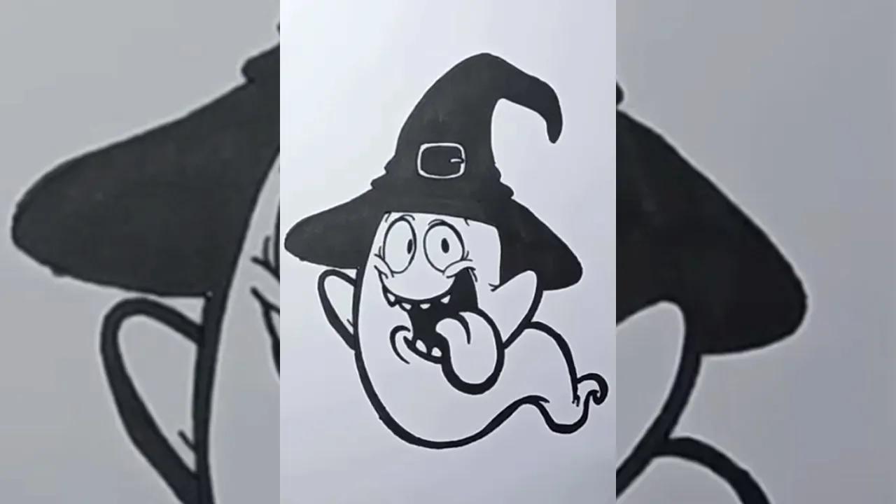 fast drawing graffiti witch ghost character
