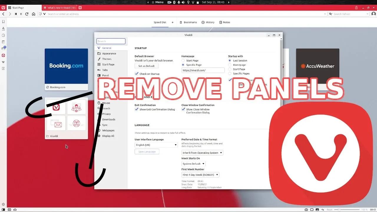 How to remove the panels in Vivaldi