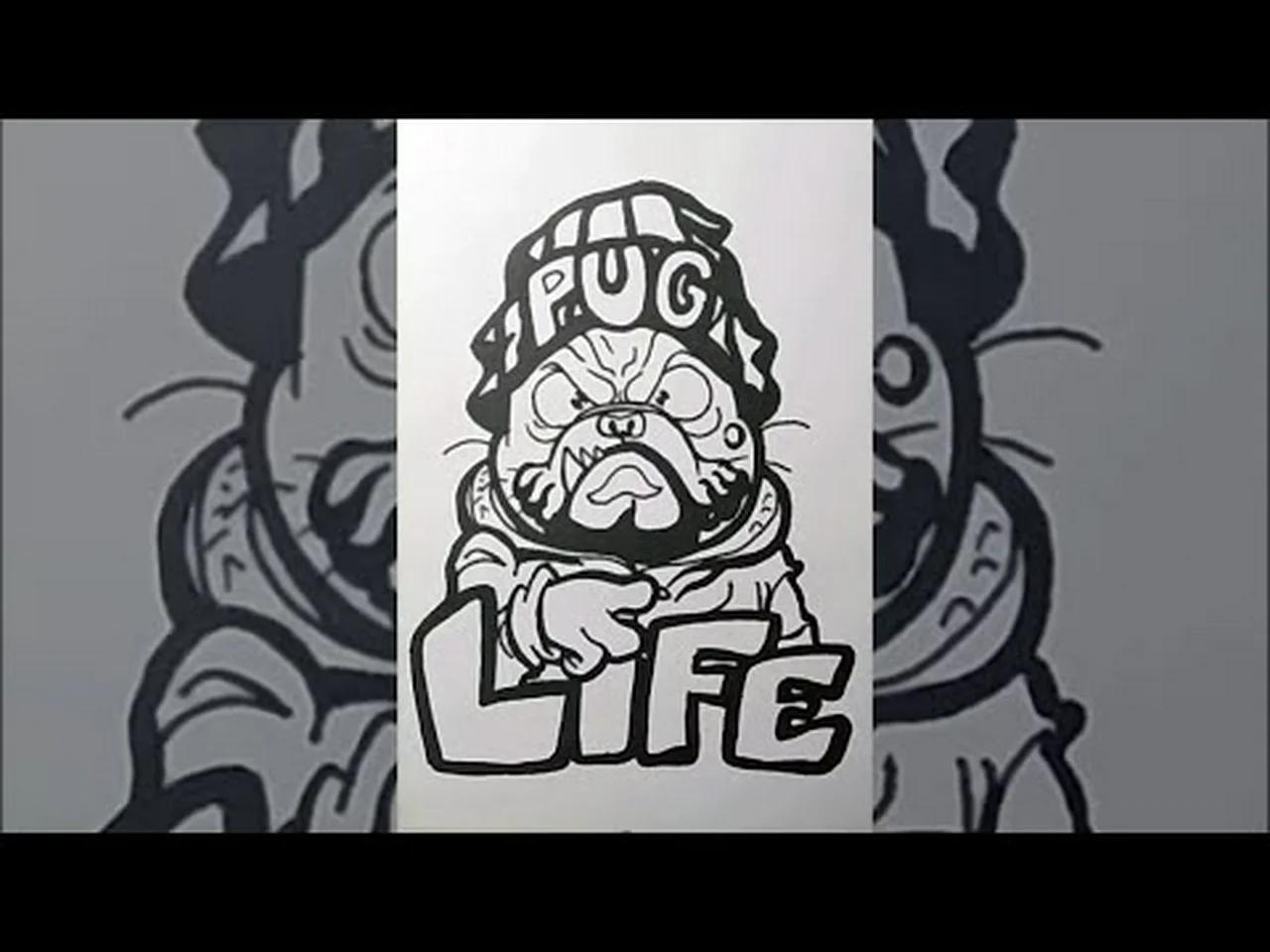 speed drawing graffiti dog character pug life