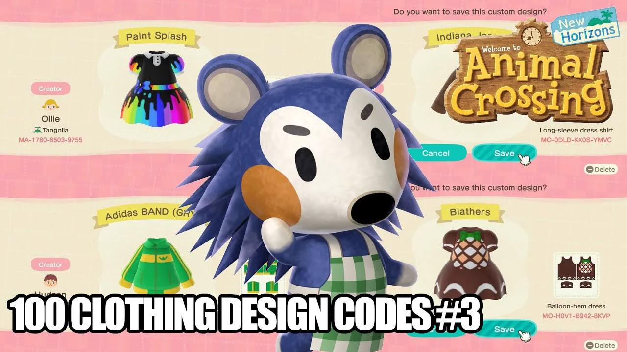 Animal Crossing New Horizons - 100 ACNH Clothing Design Pattern Codes ...