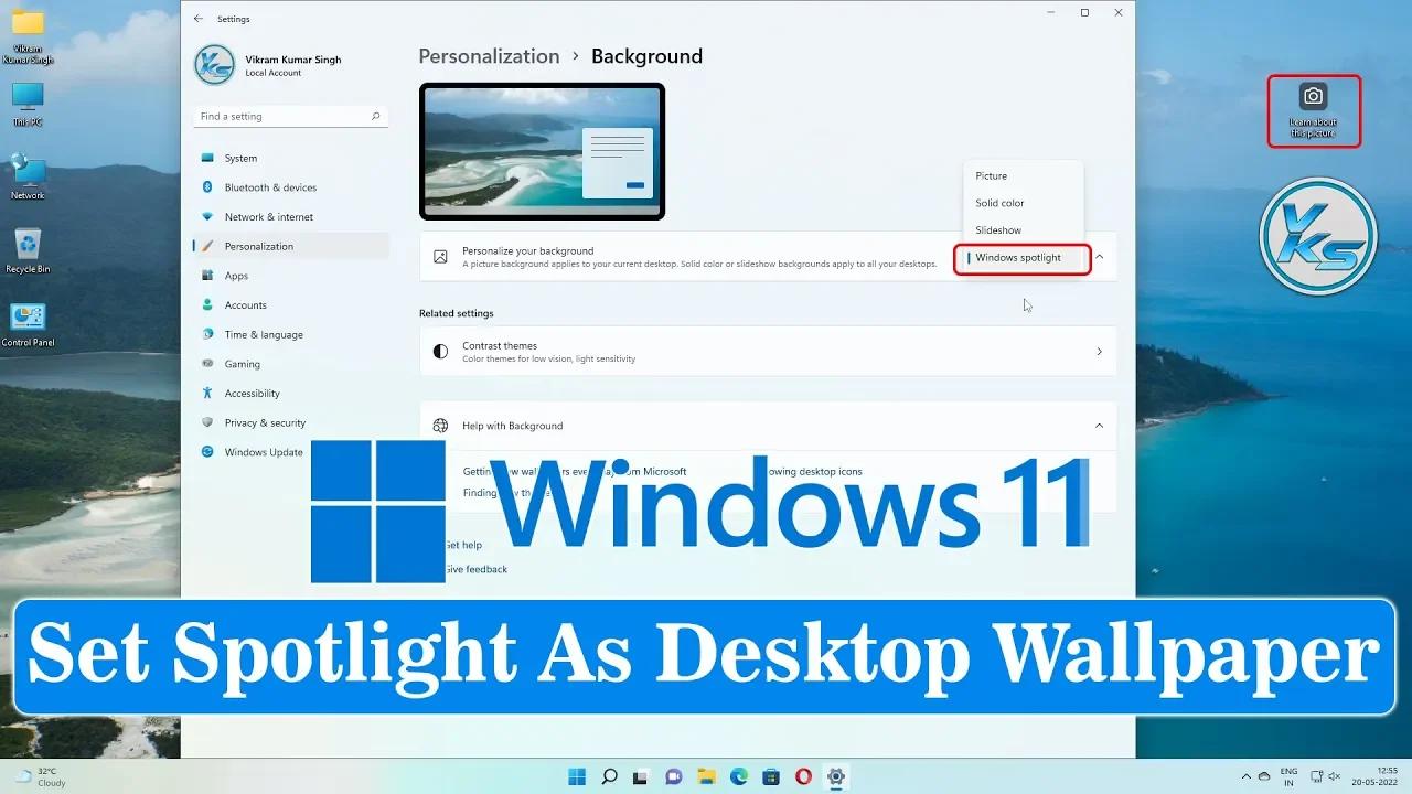 How To Set Windows Spotlight As Desktop Wallpaper in Windows 11