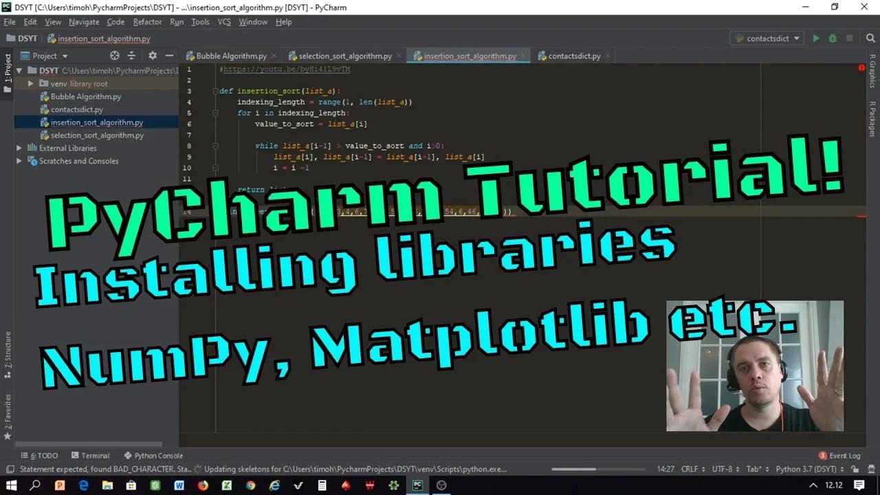 PyCharm newbie Tutorial Adding Libraries