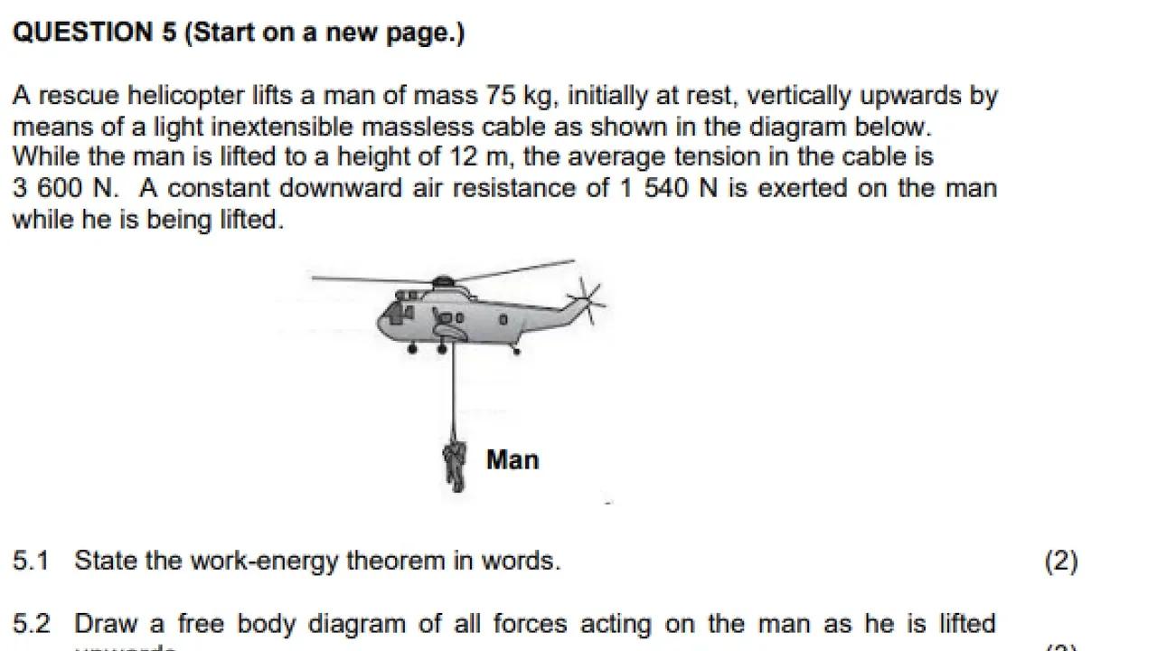 Work Energy & Power Grade 12 Physics Prelim 2022 | Use ONLY energy ...