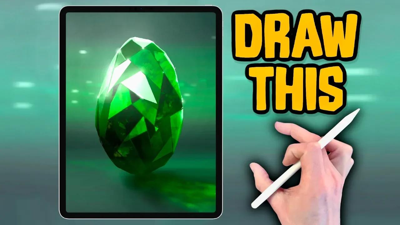 GREEN EMERALD GEMSTONE drawing tutorial - Procreate made easy