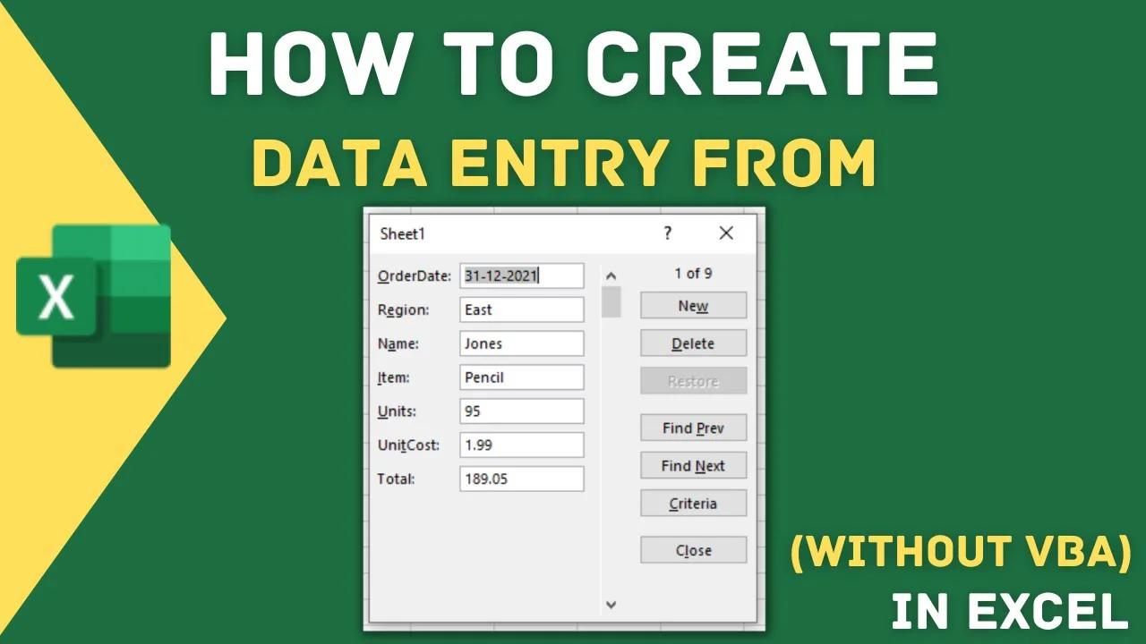 How To Create A Data Entry Form In Excelwithout Vba