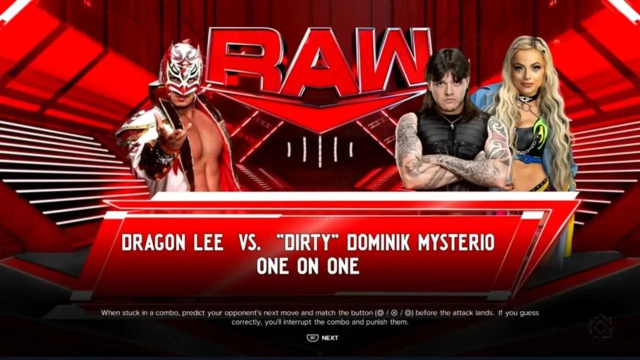 WWE Monday Night Raw Dominik Mysterio w/ Liv Morgan vs Dragon Lee