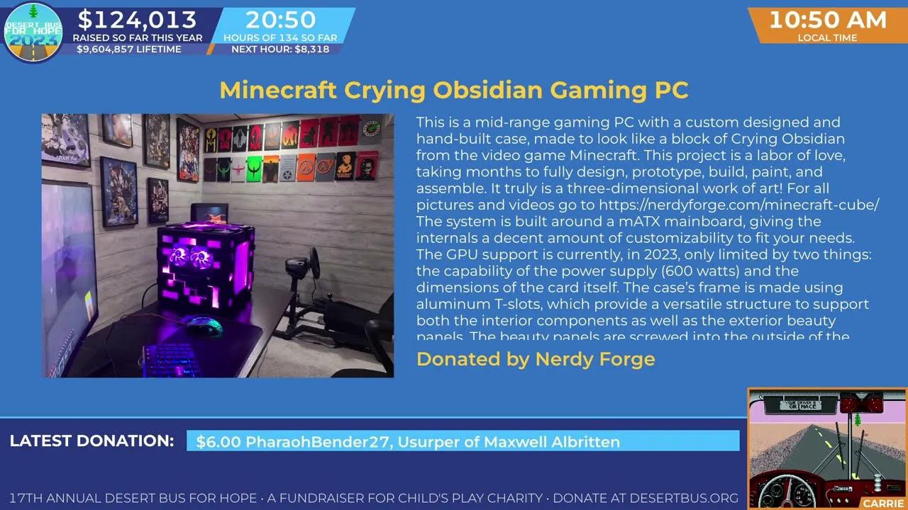 DB2023 Giveaway for Minecraft Crying Obsidian Gaming PC raised $22,183.60