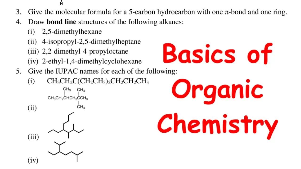 Organic Chemistry Tutorial Sheet 1 2024 - Chem 1000 Quiz Prep