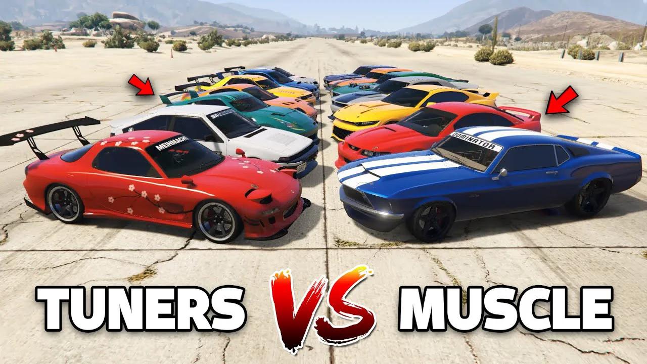 GTA 5 Online: FASTEST TUNERS VS MUSCLE CARS (WHICH IS FASTEST?) | Drag Race