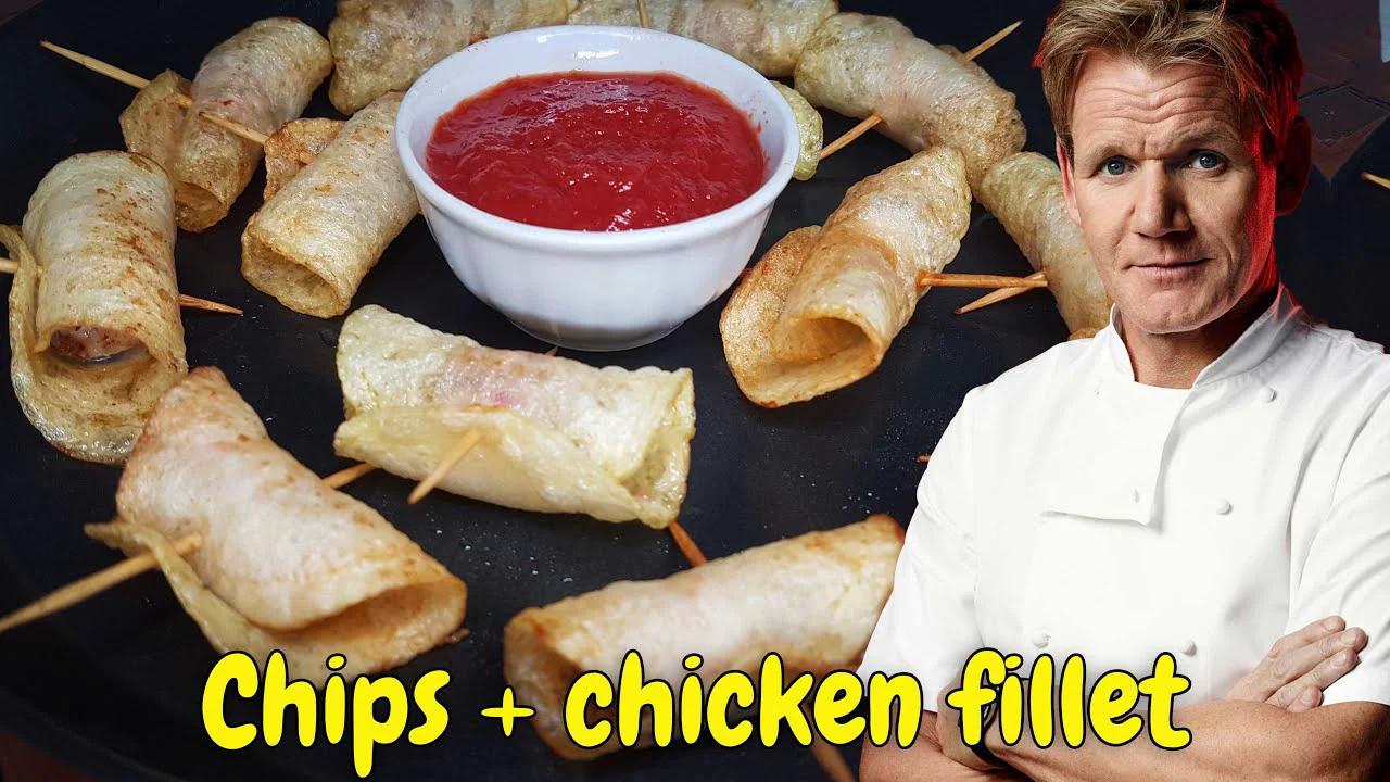 💛 How to make Homemade chips with chicken fillet