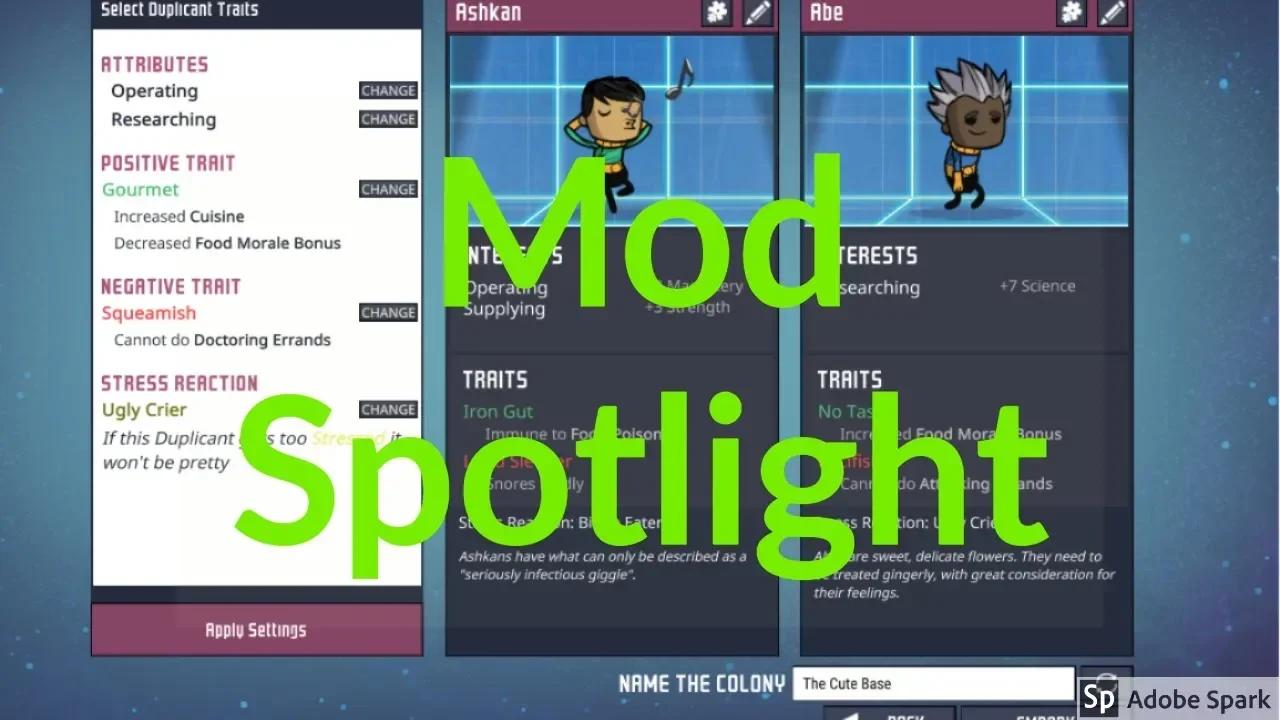 Mods Spotlight : Starting Asteroid and Dupe selection : Oxygen not included