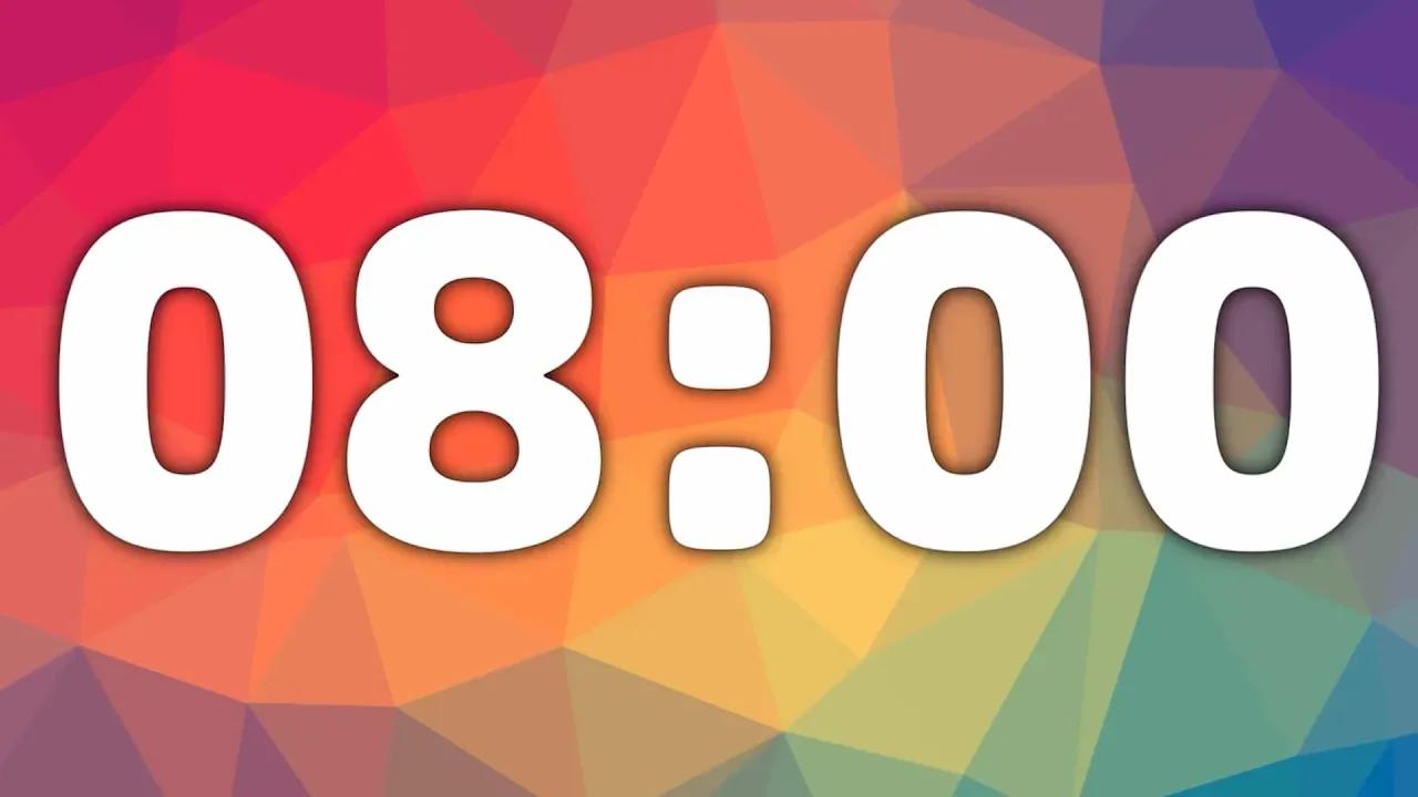8 Minute Countdown Timer (With Ticking Sound &Alarm Clock Sound) |HD ...