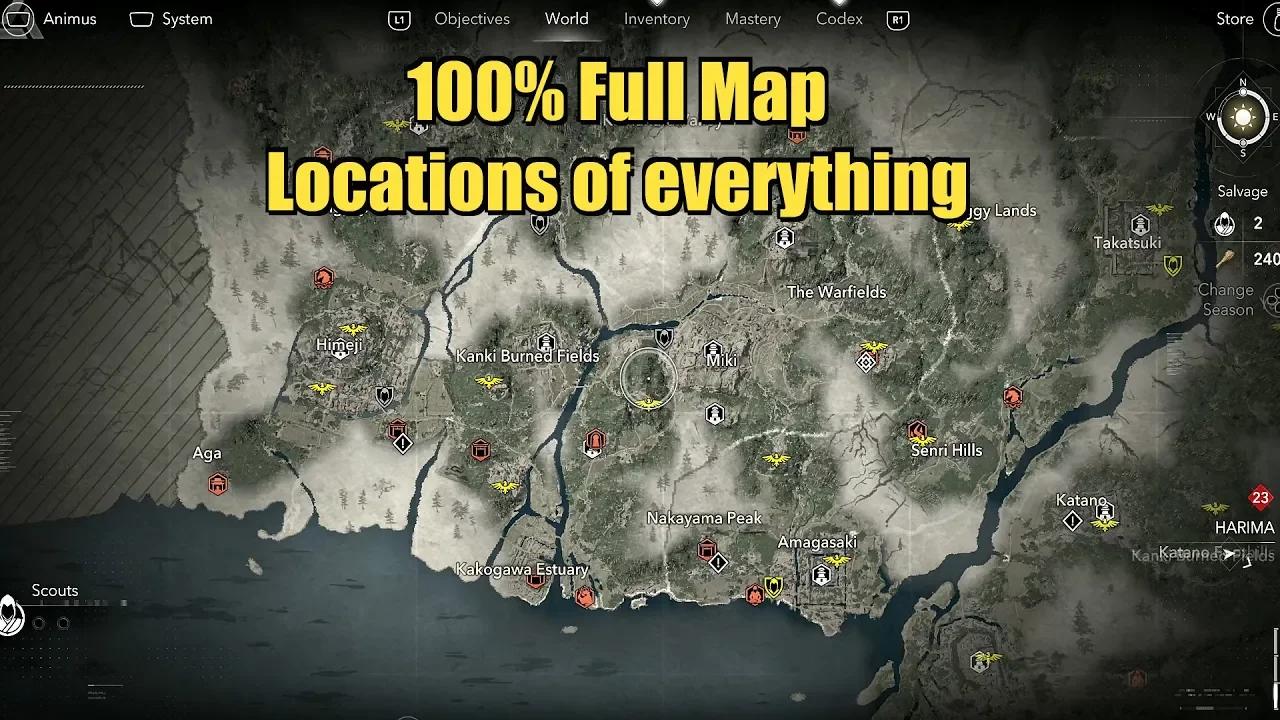 Assassin's Creed Shadows - Full World Map 100% ALL LOCATIONS (All ...