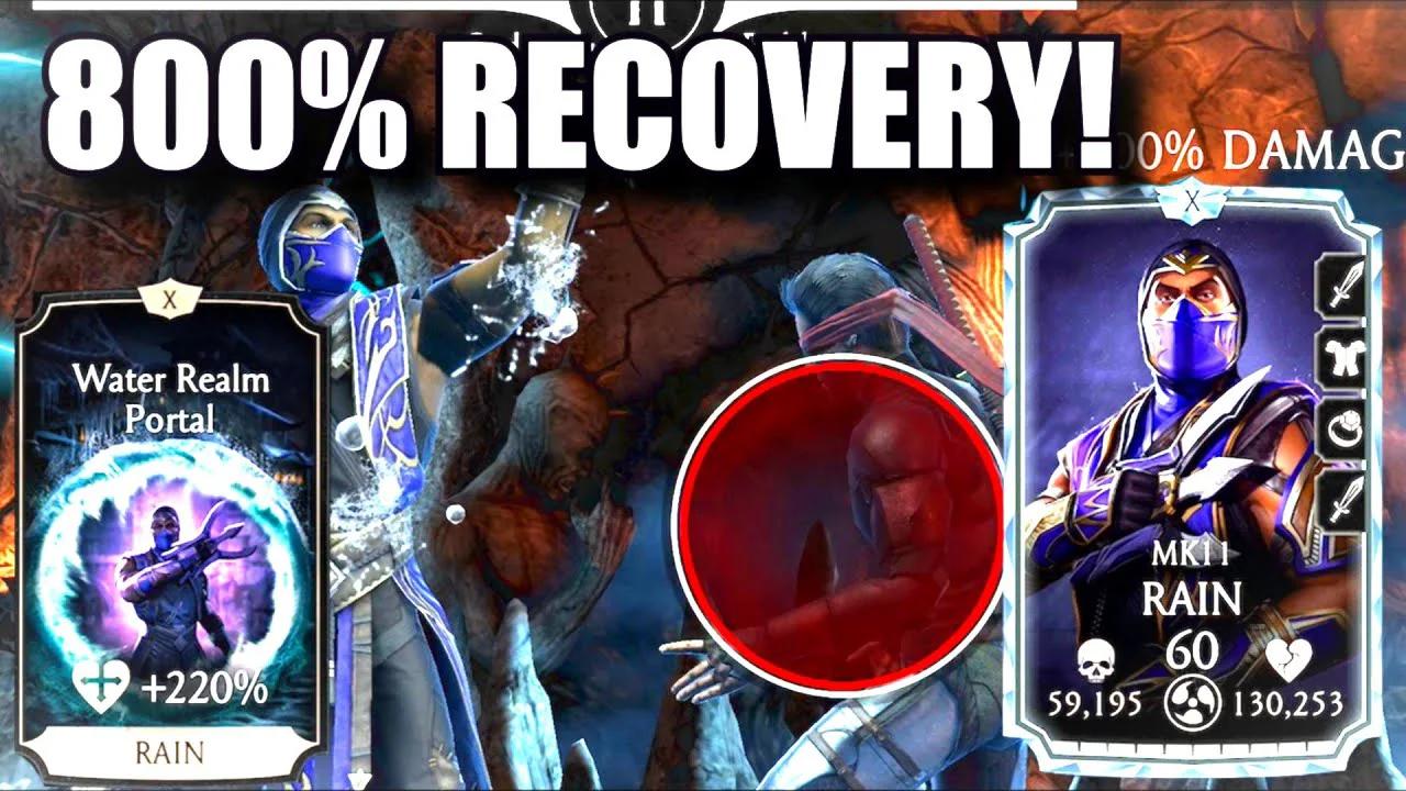 MK MOBILE RAIN WITH 800% RECOVERY! MK Mobile MK 11 Rain Gameplay 825% ...