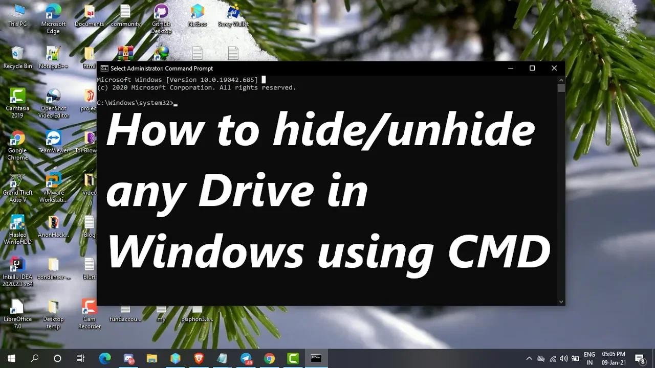How to hide/unhide any Drive in Windows using CMD