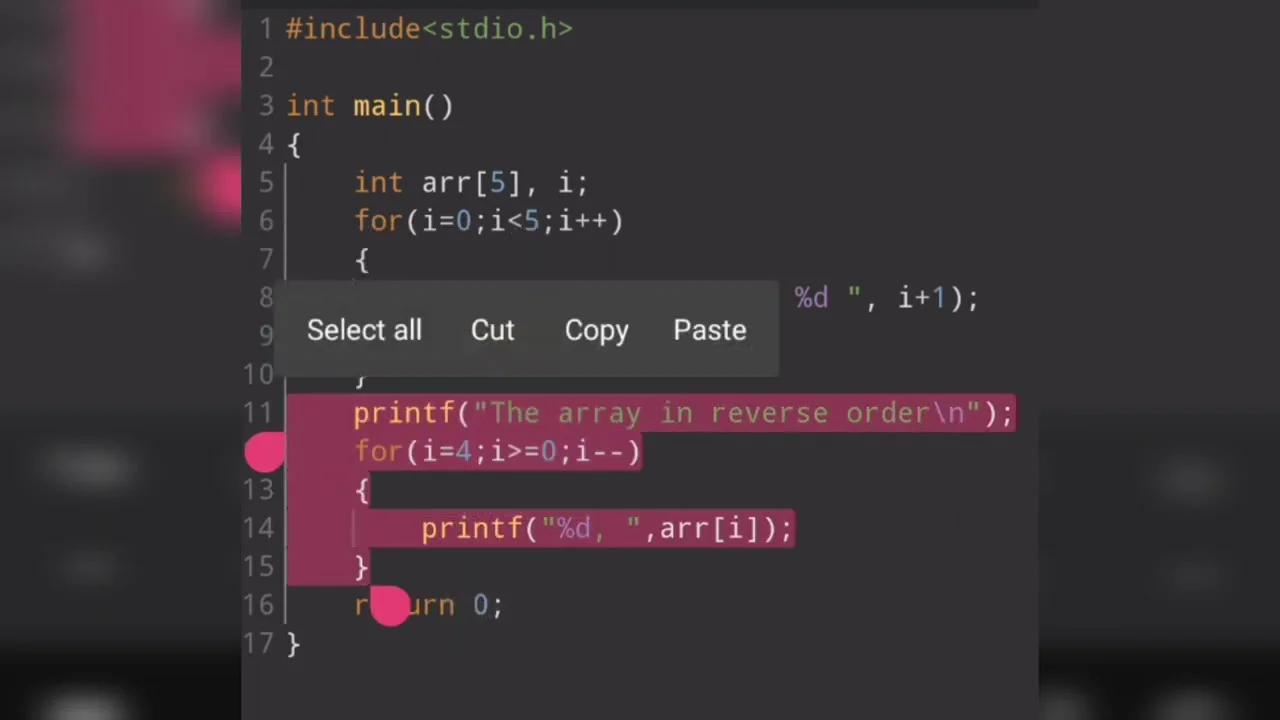 How to reverse the elements of an array in C program