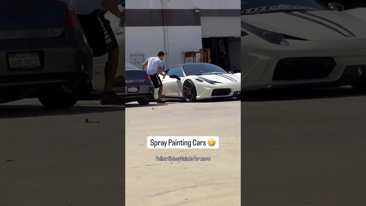 Spray Painting Cars Prank 🤣 #Pranks #Cars #JoeySalads