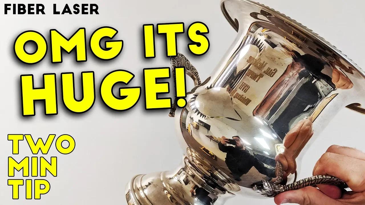 How to Engrave Big Round Obnoxious Trophies | Two Minute Tip | Fiber Laser
