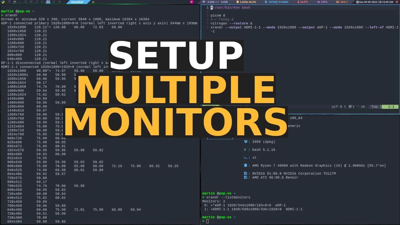 How to setup multiple monitors on tiling window managers
