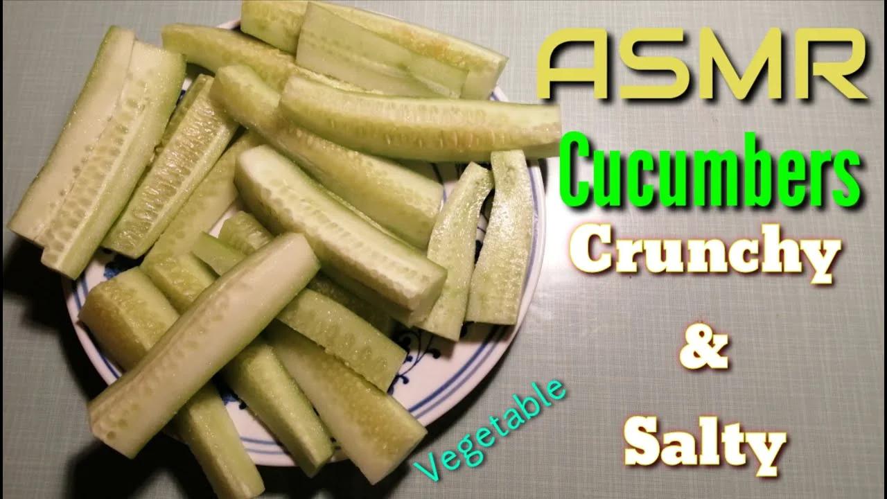 ASMR Eating Salty&Crunchy (Vegetable) Cucumbers on a Plate