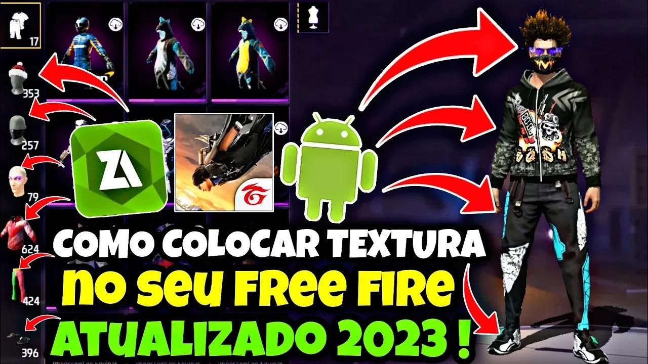 COMO COLOCAR TEXTURA NO FREE FIRE ATUALIZADO 2023 ! COMO POR TEXTURA NO ...