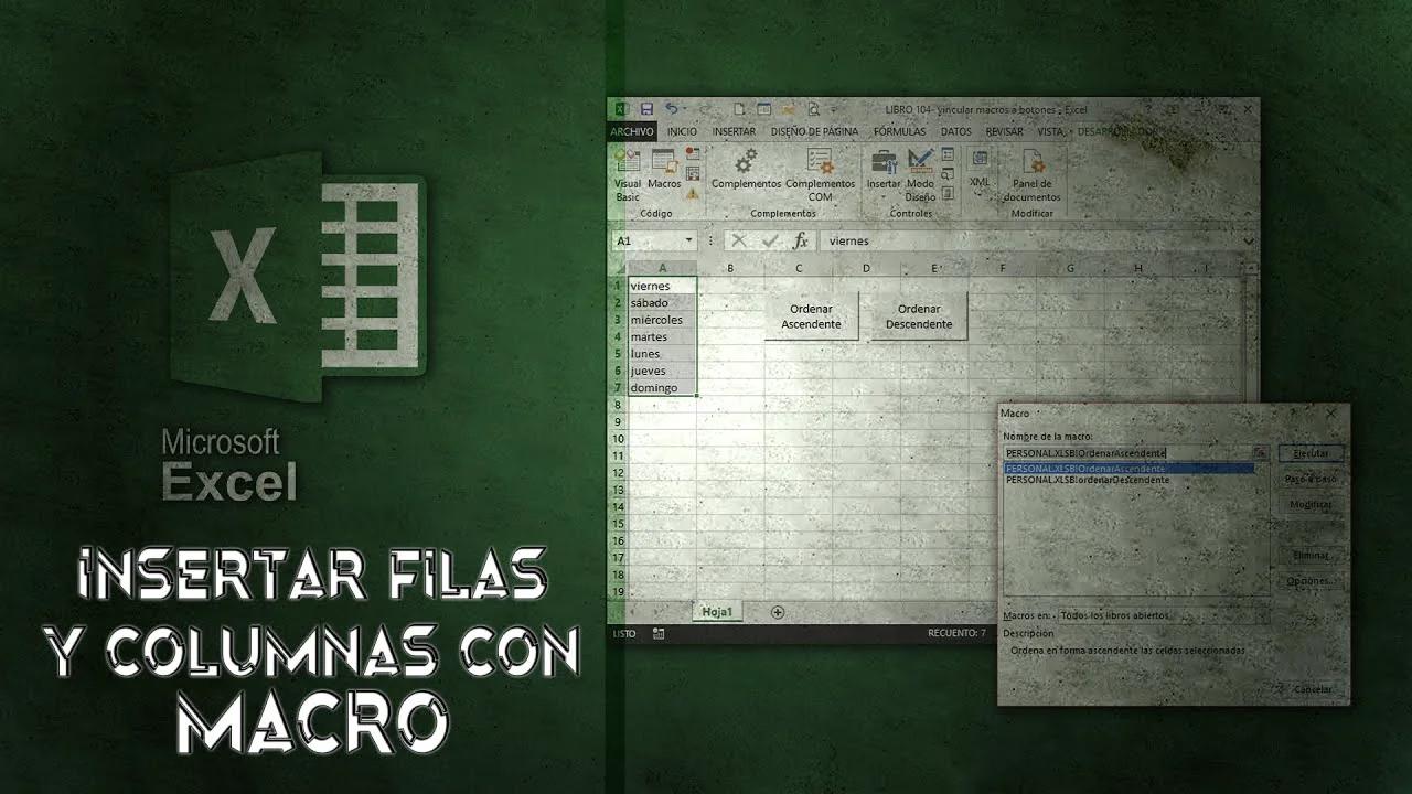 Insertar filas y columnas con una macro en Excel