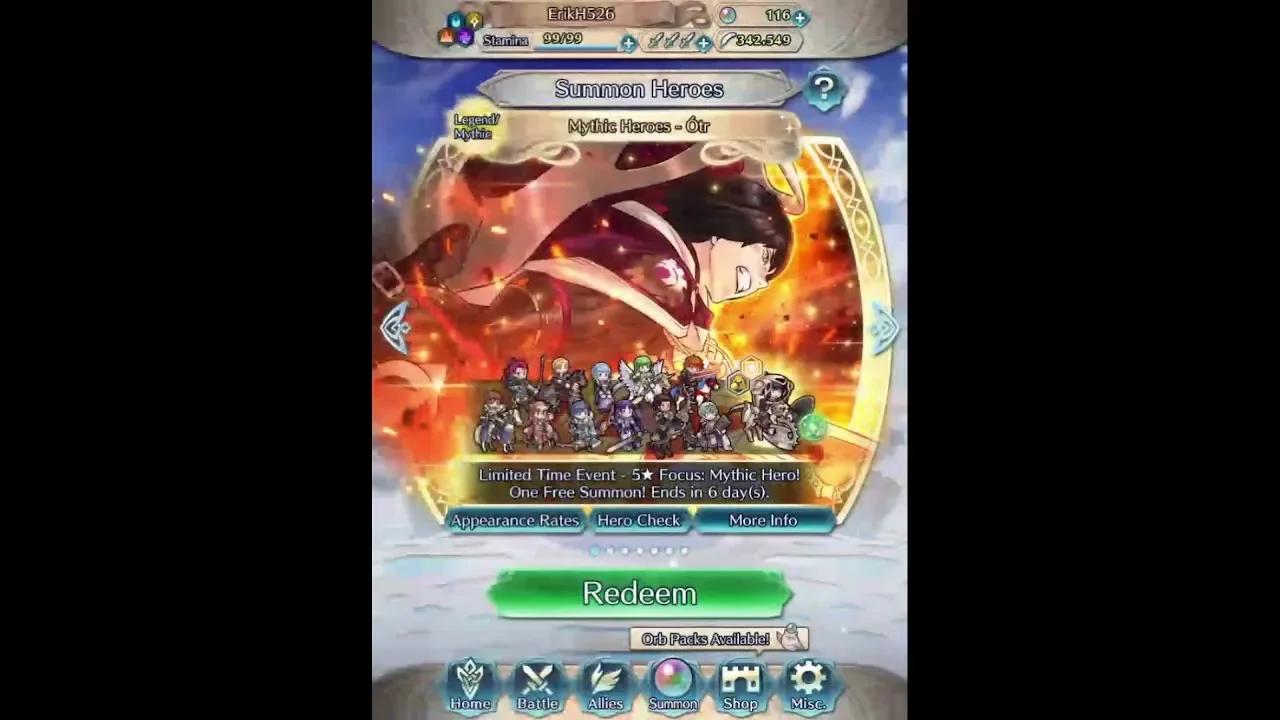 ErikH526 - Fire Emblem Heroes - Mythic Hero Ótr Summoning Event - 09-30 ...