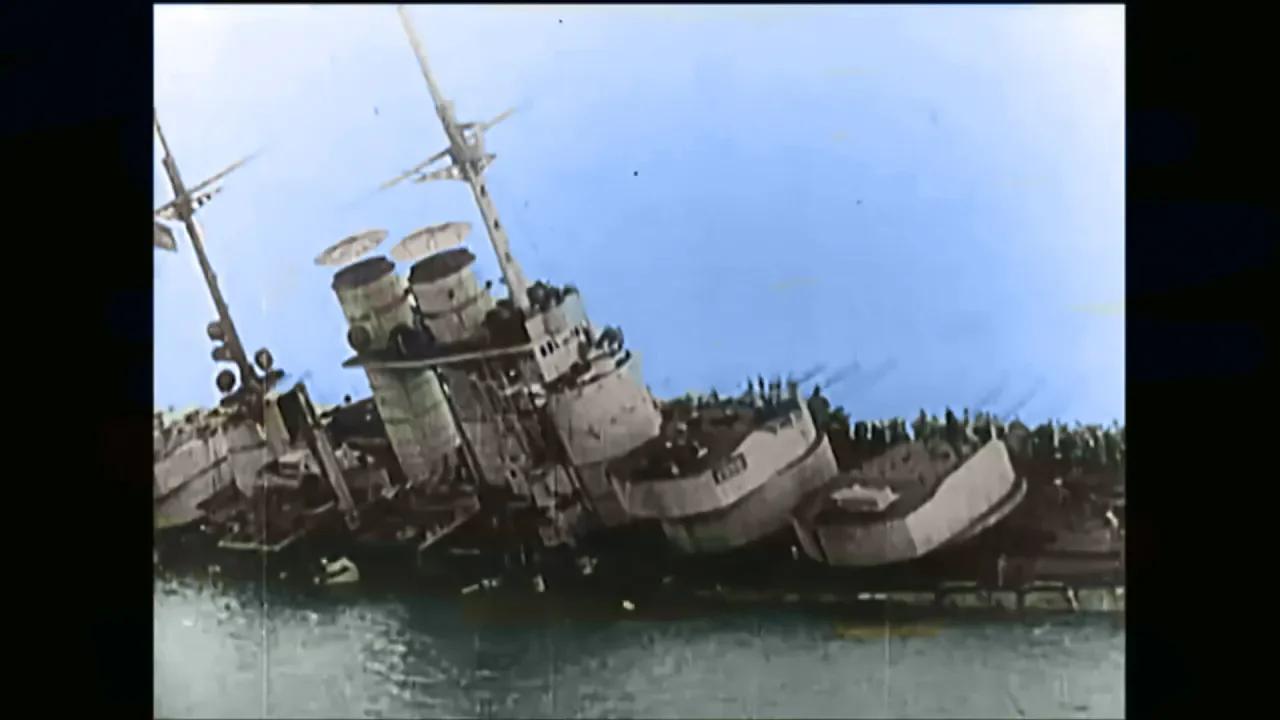 [colorized 60fps] Sinking of the Austrian Battleship SMS Szent István ...