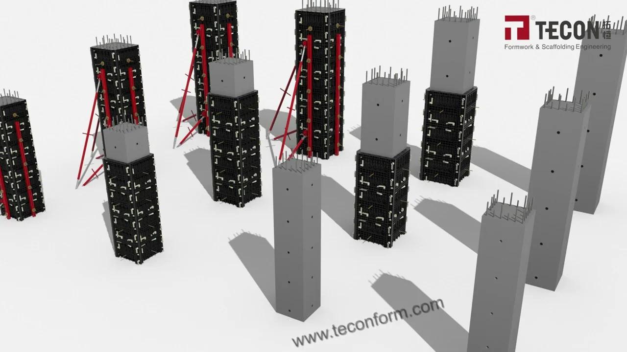 Tecon Adjustable Plastic Column Formwork 3d Assembly Tutorial