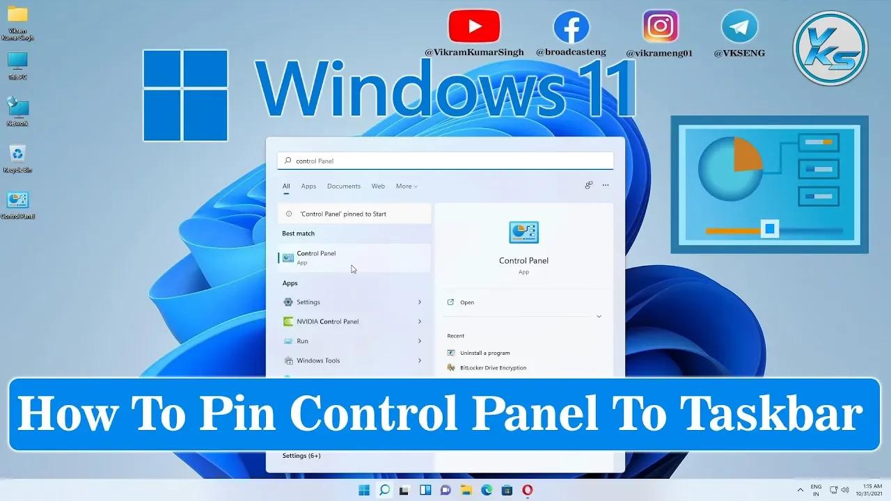 How To Pin Control Panel To Taskbar On Windows 11