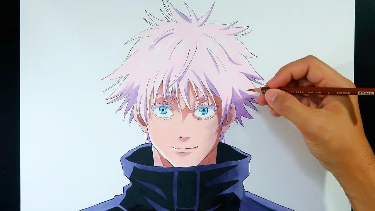 Cómo dibujar a Satoru Gojo con lápices de colores (Jujutsu Kaisen ...
