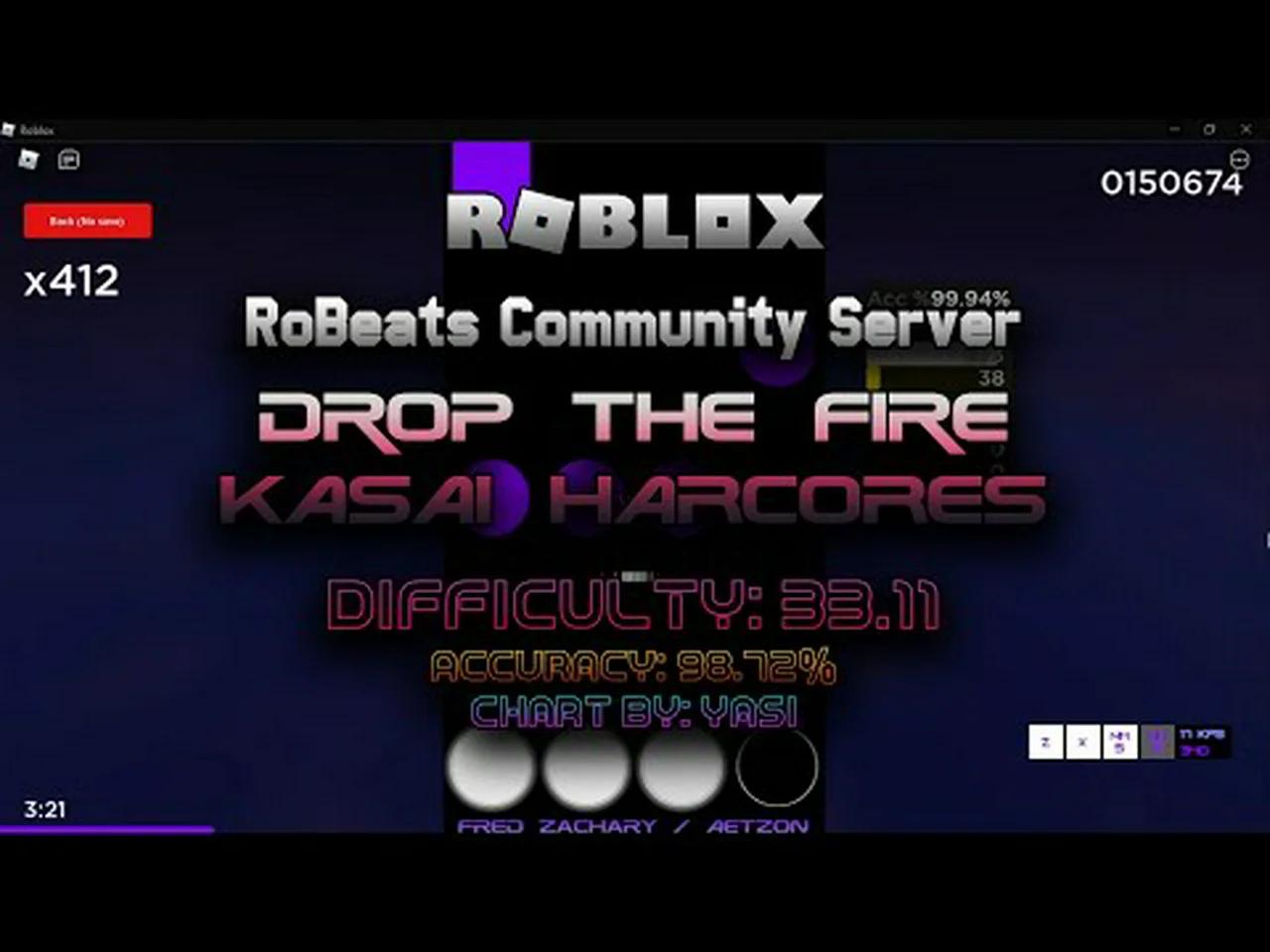 Roblox | RoBeats Community Server / KASAI HARCORES - Drop The Fire [Dif ...