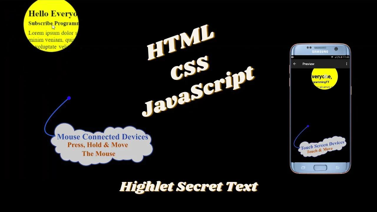 Hidden Text Highlight Animation | HTML CSS JavaScript | JavaScript ...