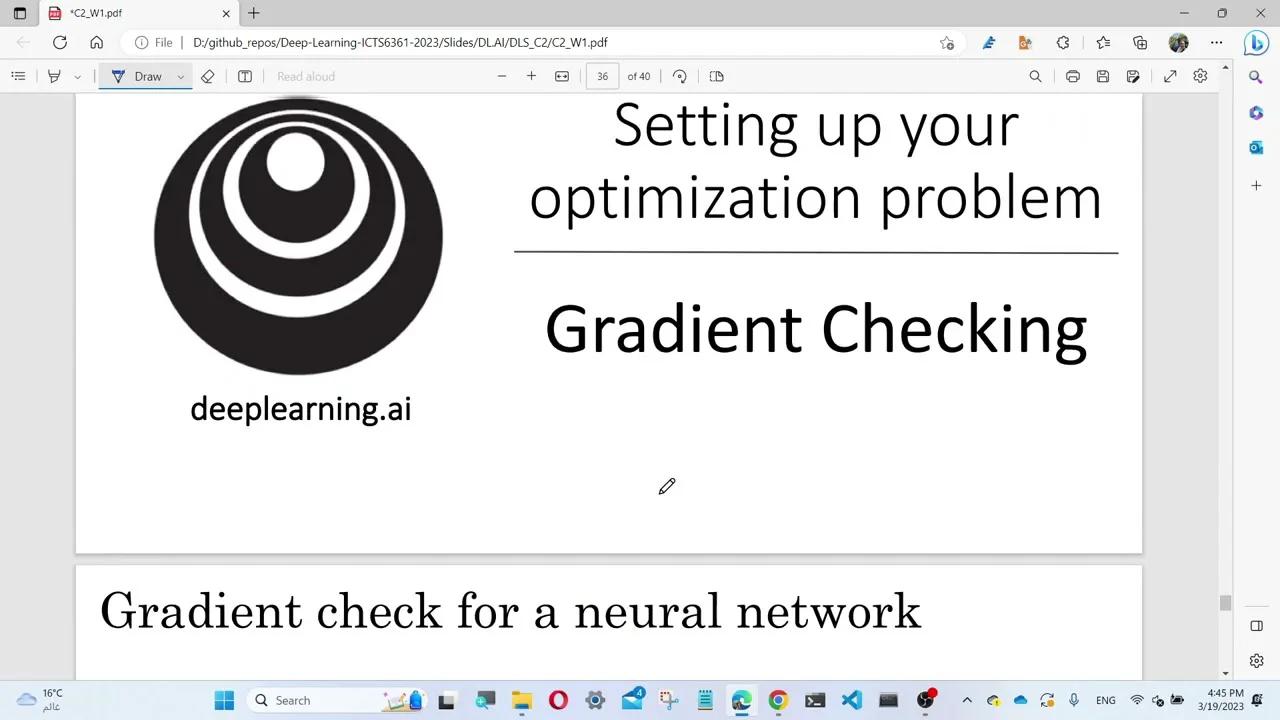Deep Learning - Numerical Approximation of Gradients - Gradients Checking