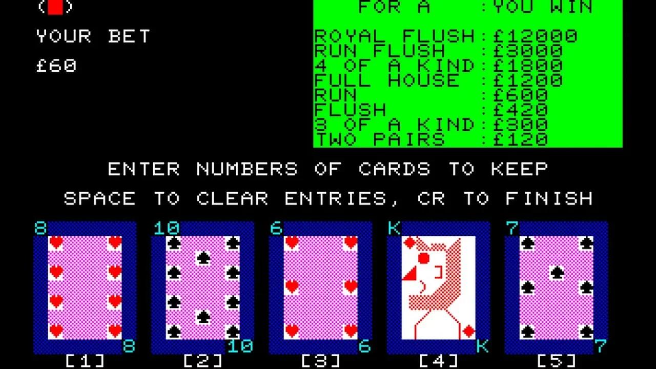 Sharp MZ-700 game: Poker (1983)