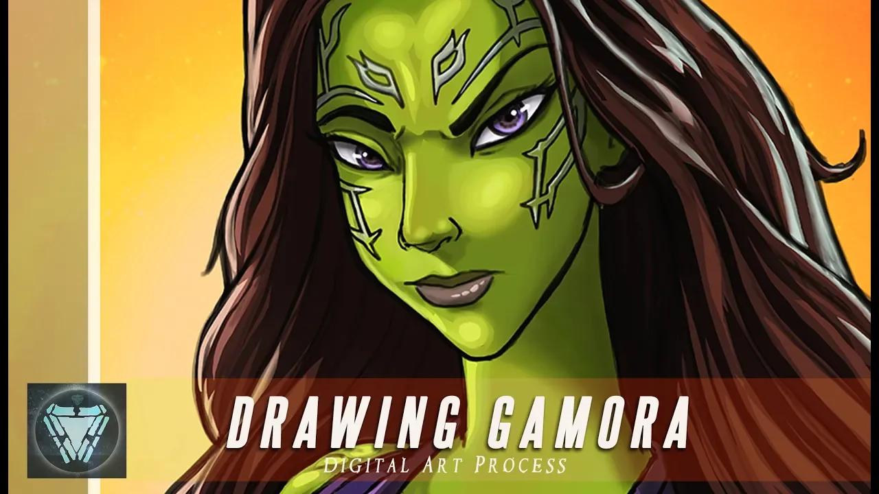 DRAWING GAMORA | Digital Art Process | Photoshop (Guardians of the Galaxy)