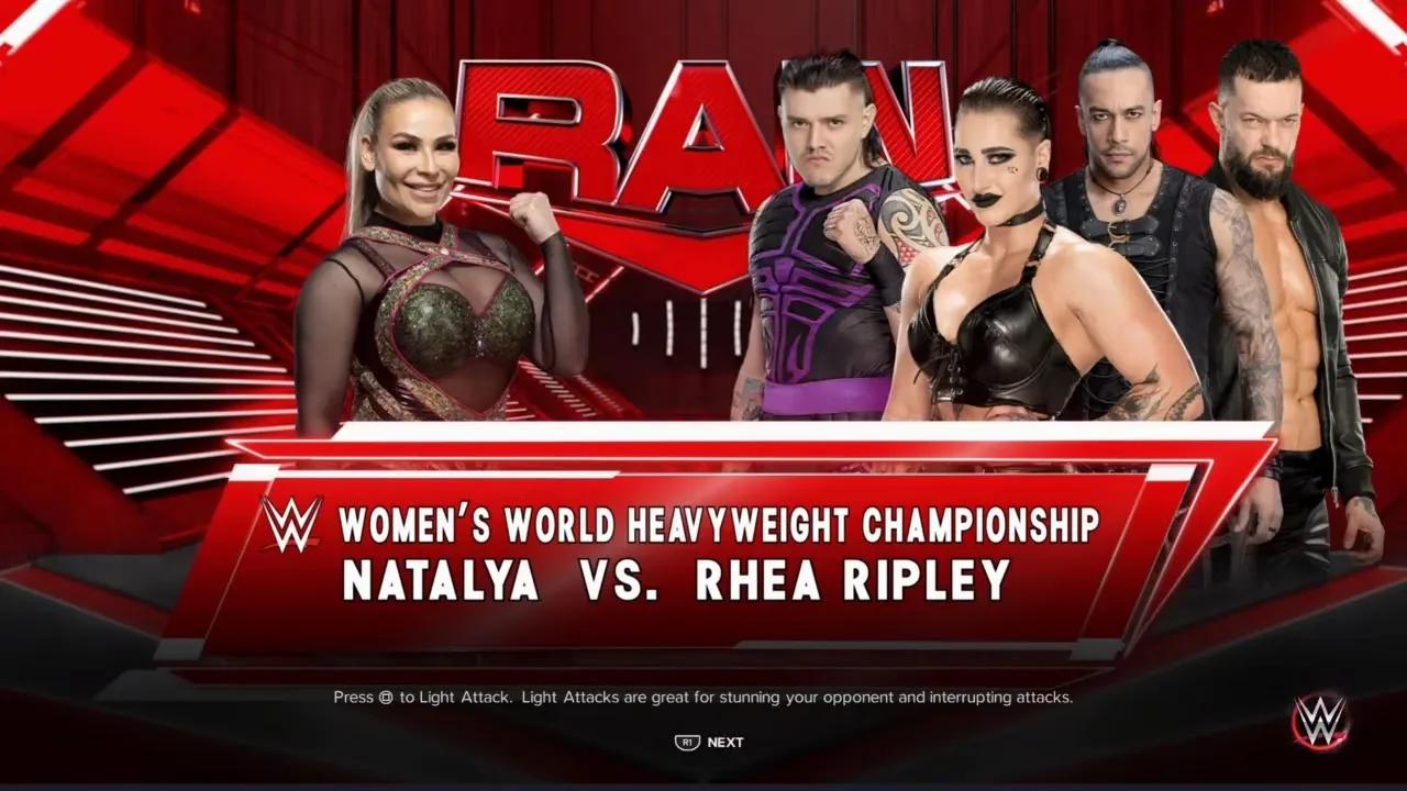 Monday Night Raw Rhea Ripley vs Natalya for the WWE World Women's ...