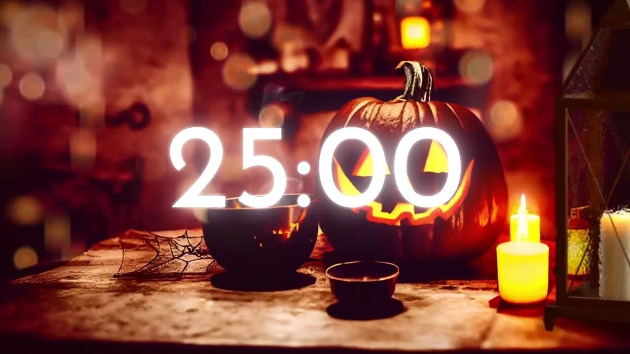 25 MINUTE TIMER - Pomodoro Timer - Relaxing Halloween Music - Candle ...