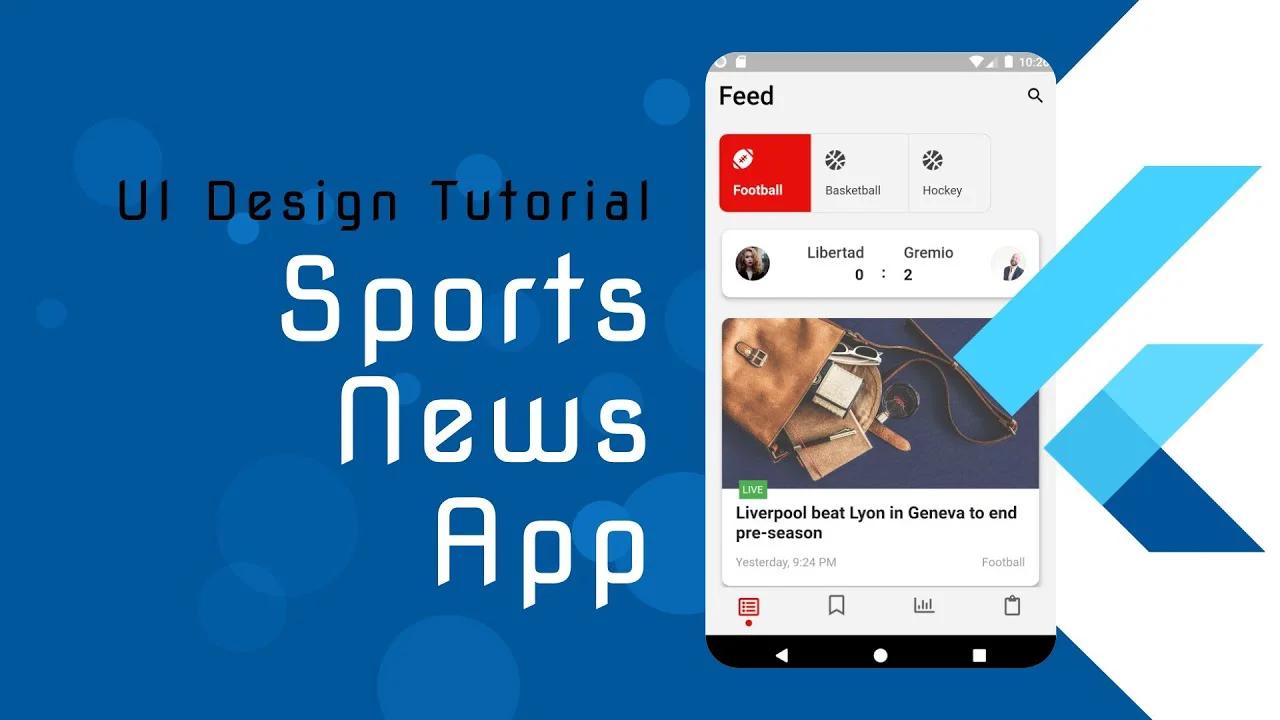 Flutter Ui Design Tutorial For Beginners Sports News App Ui
