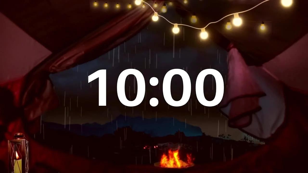 10 MINUTE TIMER - 10 MIN COUNTDOWN - Rain On Canvas - Camping in a ...